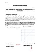 Hookes Law- to determine the spring constant of a metal spring ...
